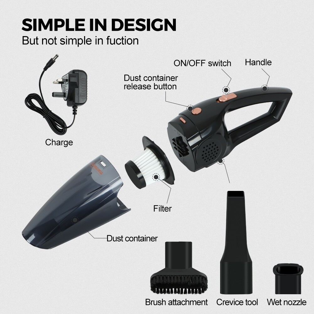 Mini Portable Rechargeable Hand Held Vacuum Cordless, Car Hoover ...