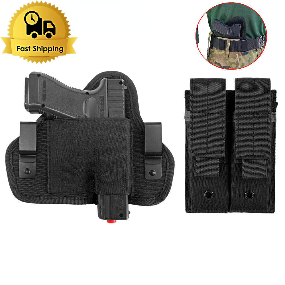 Tactical IWB Pancake Gun Holster Right Hand Belt Pouch and Double ...