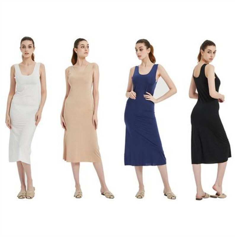 New Women Lady Full Slips Under Dress Slip Anti-Static Tank Long Dress ...