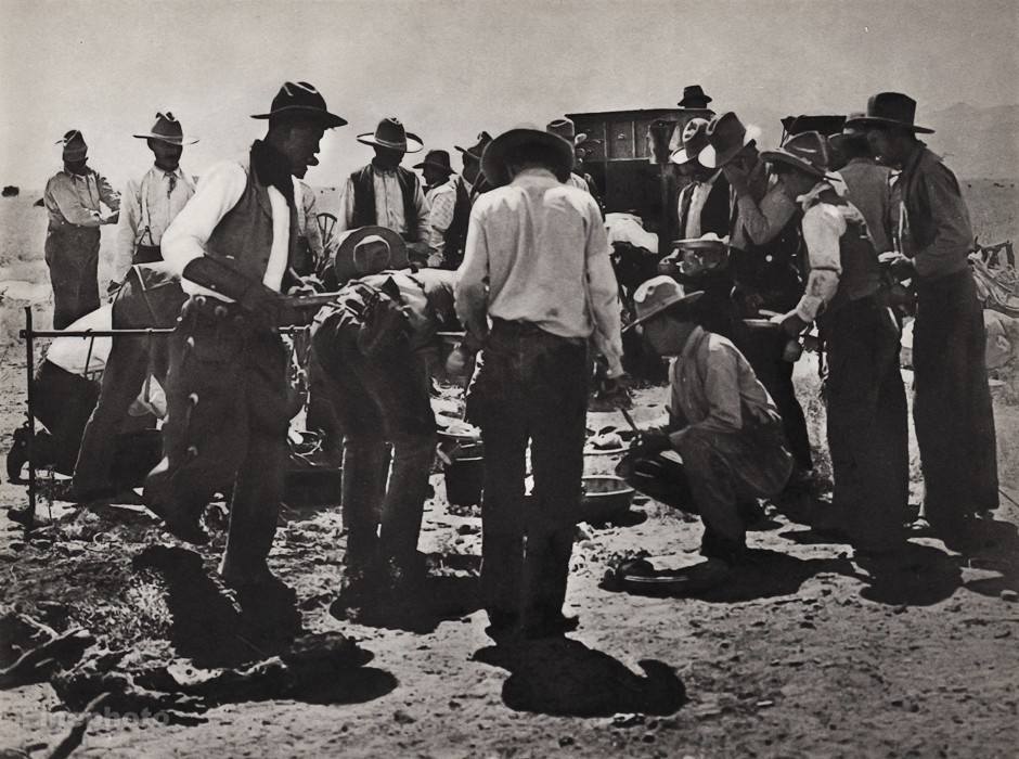 1908/52 Vintage WESTERN COWBOYS Dinner Food Camp 11x14 Photo Art ERWIN ...