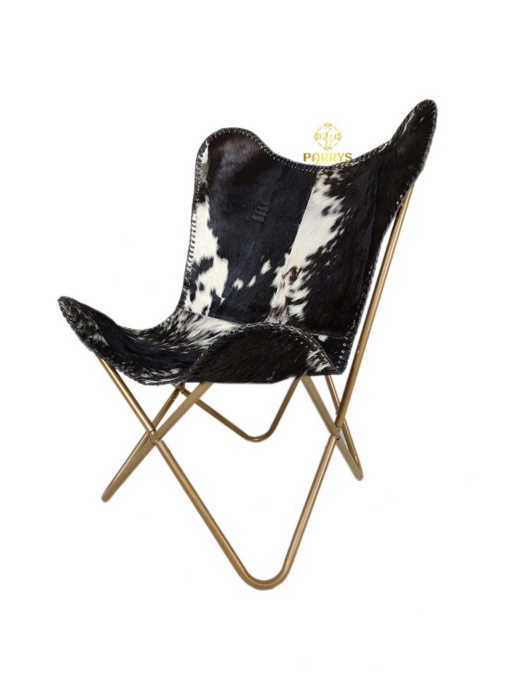 Relaxing Chair - Black/White Lounge Chair - Genuine Goat Hair Chair PL2 ...