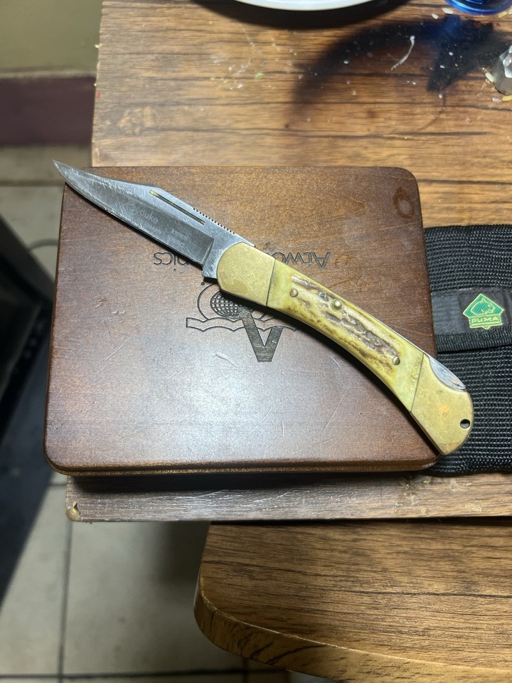 PUMA Duke 210905 Stag Handle Lockback Pocket Knife Solingen Germany ...