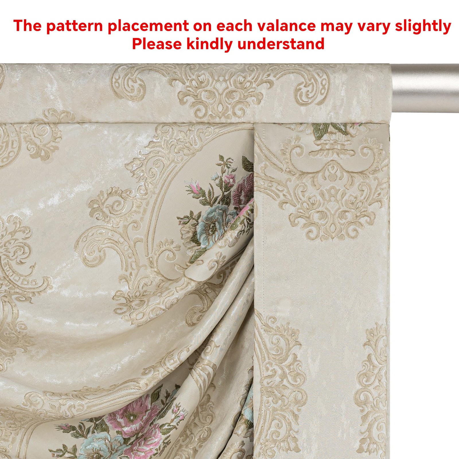 Luxury Jacquard Waterfall Valance for Living Room Bedroom, Floral ...