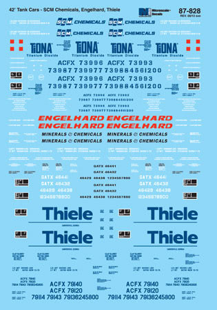 Microscale 60-828 N 1975+ SCM Chem Engelhard Thiele 42' Tank Cars Decal ...