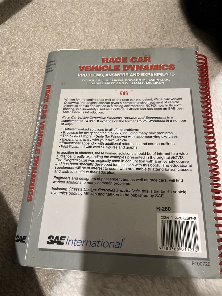 Race Car Vehicle Dynamics: Problems, Answers and Experiments by L ...