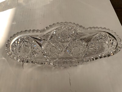 Cut Glass Sawtooth Candy Dish Unique shape 10 ¾ X 4 1/4 Inch | eBay