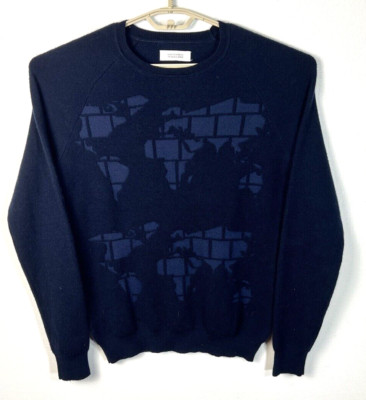 Uniforms for the Dedicated Men's Medium Dark Blue Merino Wool World Map ...