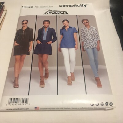 Shirt Dress Tunic Pullover Denim Simplicity 14-22 Sewing Pattern 8295 ...