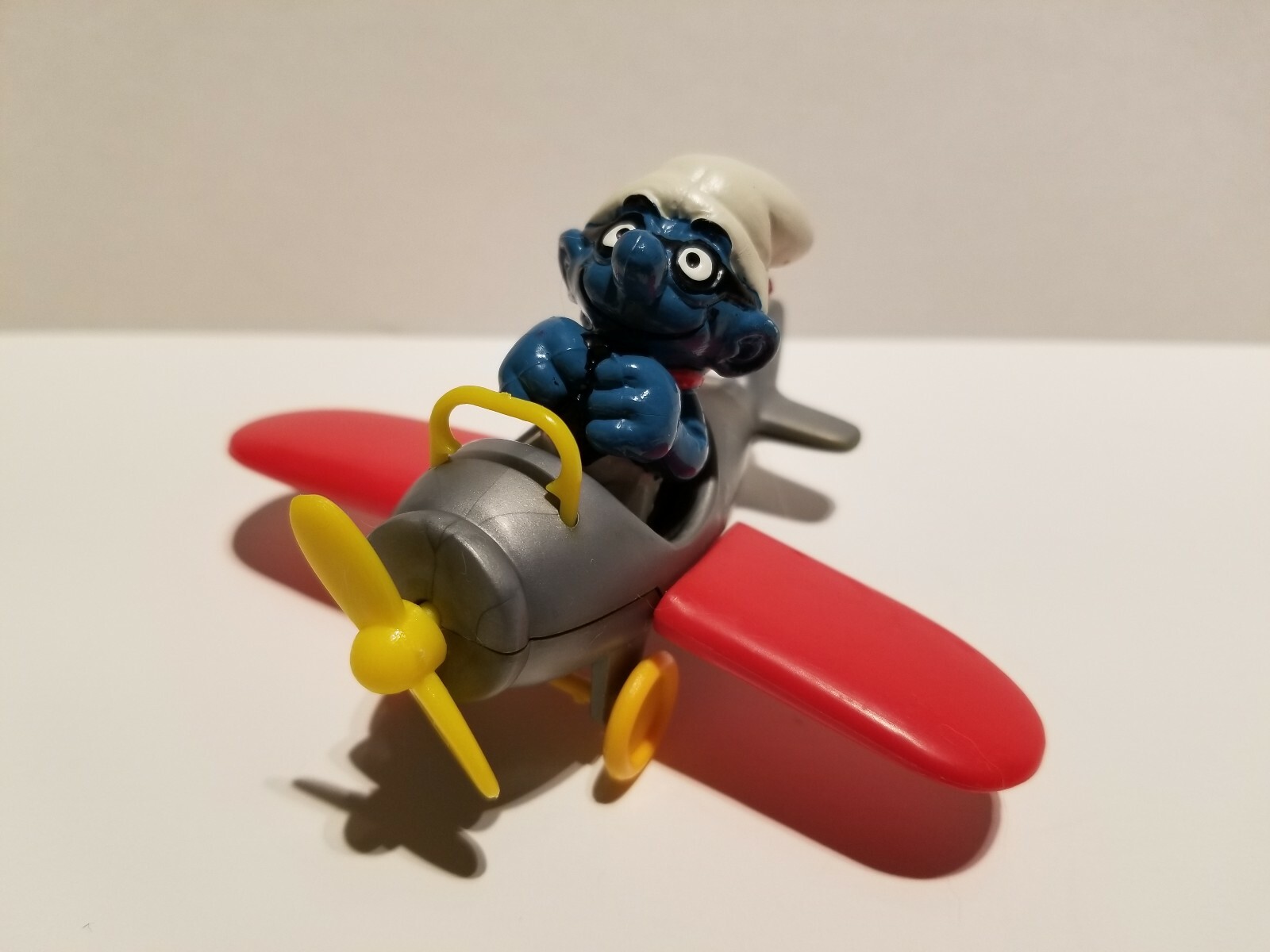 1981 Smurf 40222 Airplane Smurf Plane Pilot Vintage Peyo Toy PVC Figure ...