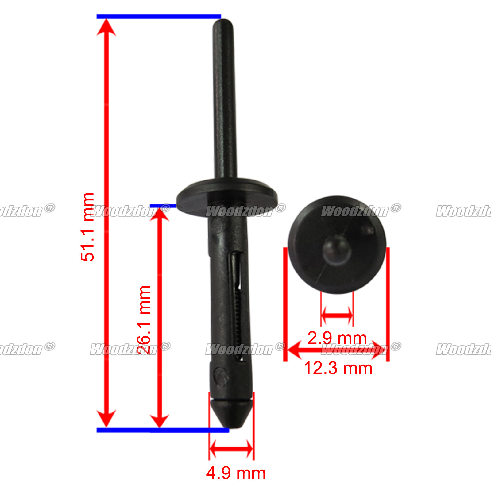 20 Nylon Blind Rivet Front Bumper Cover Clip Fit 3/16" Hole 6500898 For ...