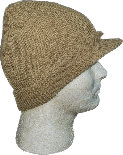 Beanie Hat Cap Wool Coyote Brown GI Visor Wool Knit Radar Military ...