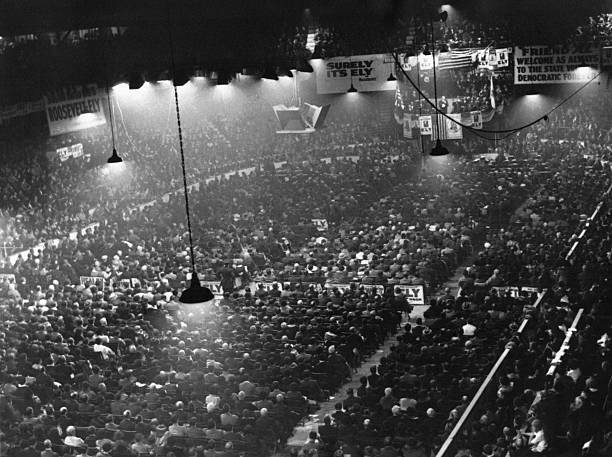 Crowd Boston Arena listening former governor Alfred E Smith wh- 1932 ...