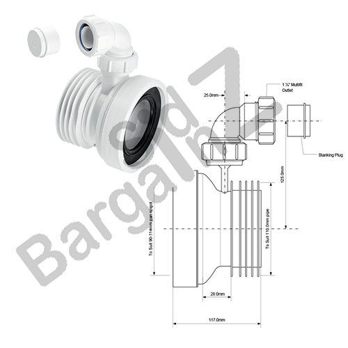 WC Pan Connectors 90 Degree, Offset, Boss Inlet, Extension, Swan ...