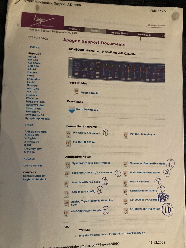 39 pages. RARE! Apogee AD-8000 FULL Specs from Apogee Website. Print ...