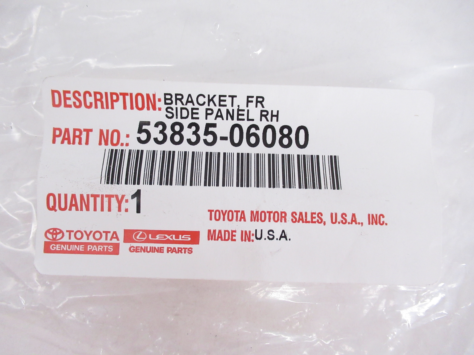 Genuine OEM Toyota 53835-06080 Passenger Front Bumper Bracket 2015-2017 ...