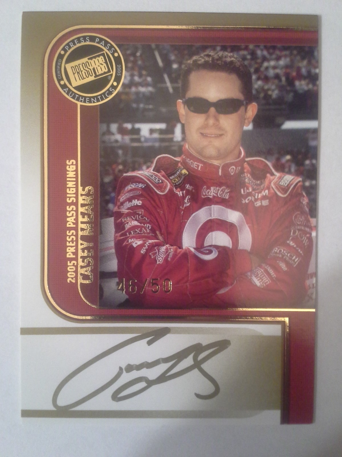 2005 Press Pass Signings CASEY MEARS #41 Target On Card Gold Autograph ...