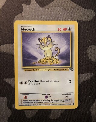 Meowth Pokemon Card 56/64 Vintage 1999 Very Rare | eBay