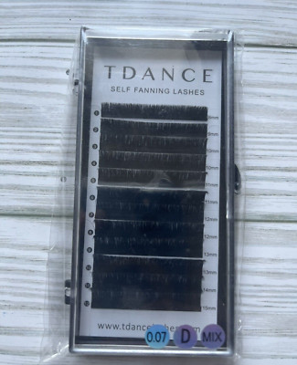 T Dance Self Fanning Eyelash Extensions Volume Lashes Black .07 D Mix ...