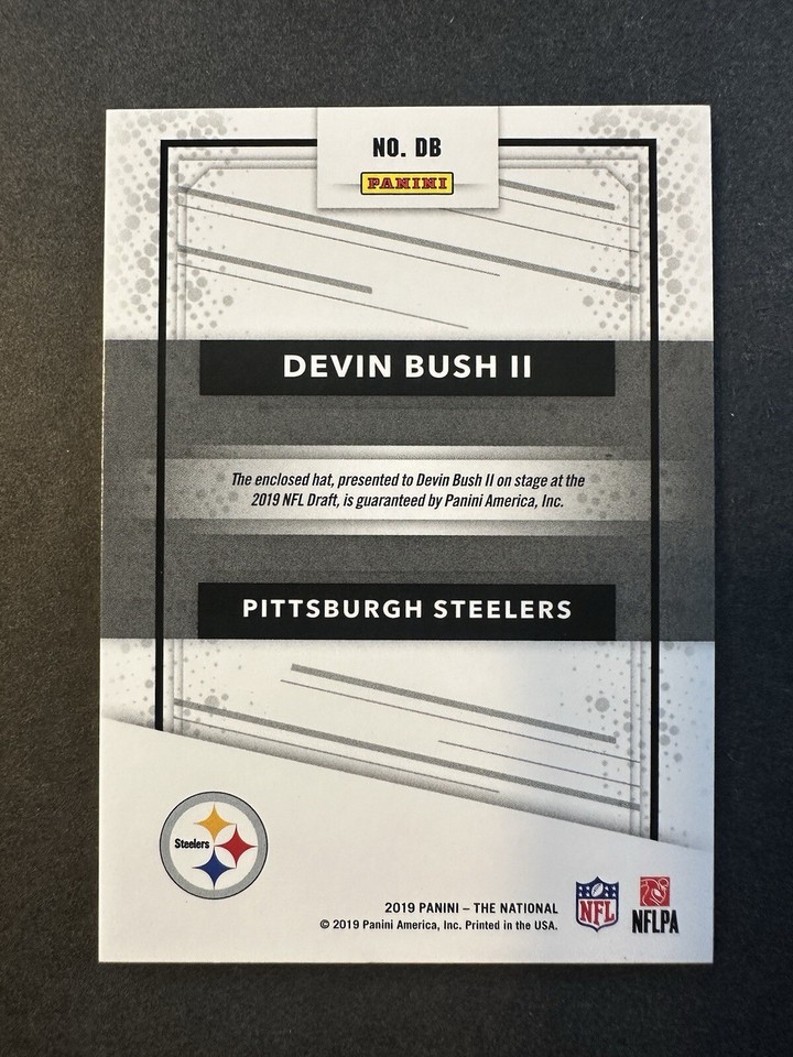 2019 Panini National Devin Bush Draft Hat Relic #DB Pittsburgh Steelers ...