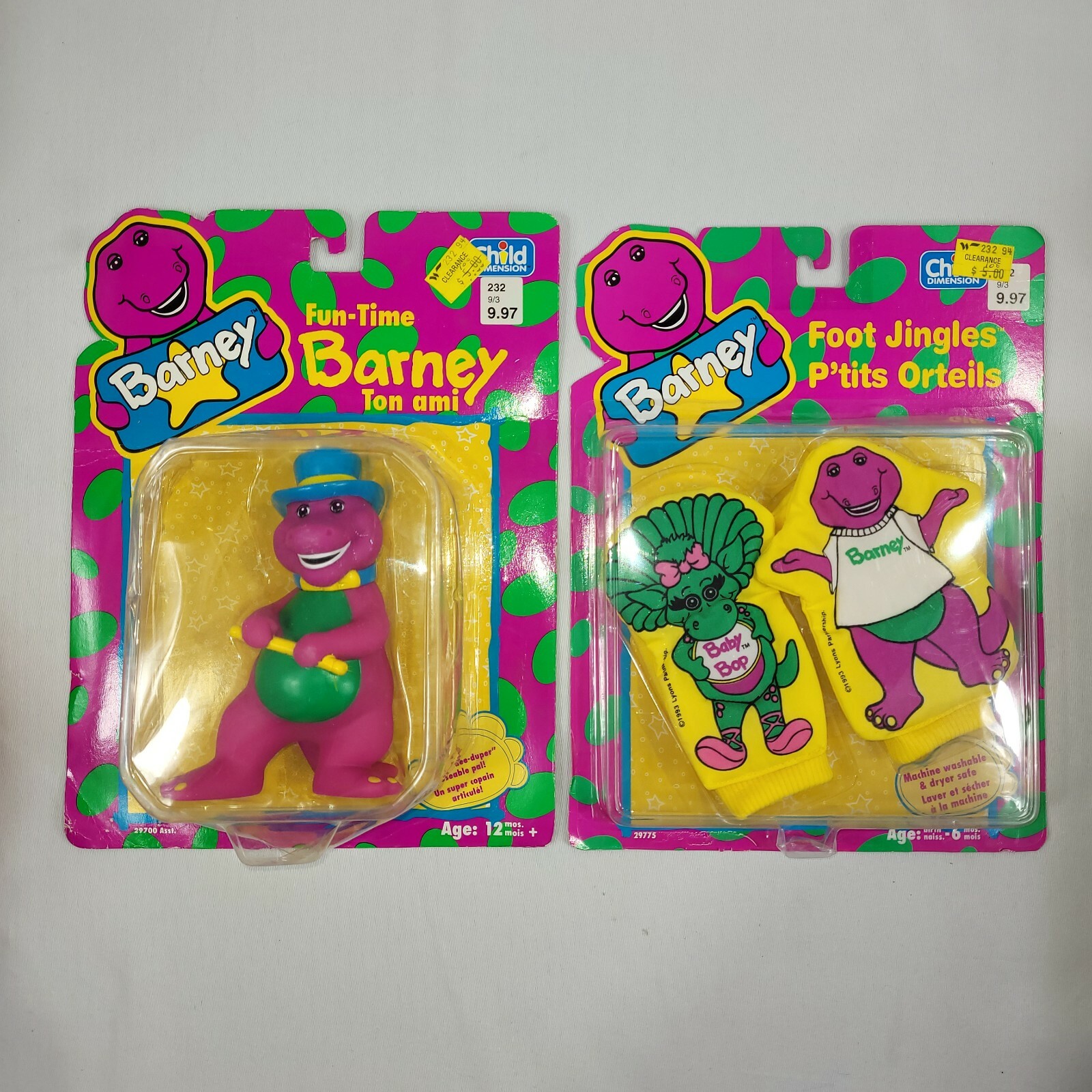 Barney Vintage Fun Time & Foot Jingles 1993 MOC Figure Baby Toy Set ...