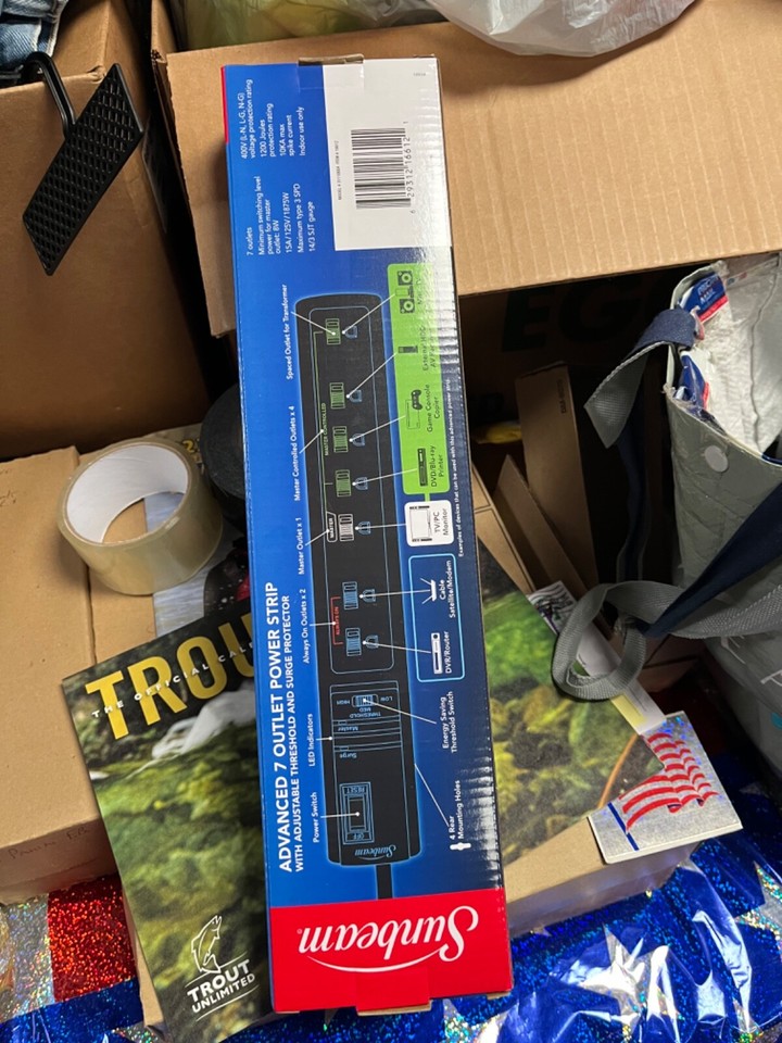 Sunbeam Advance 7 Outlet Power Strip With Surge Protector "FAST ...