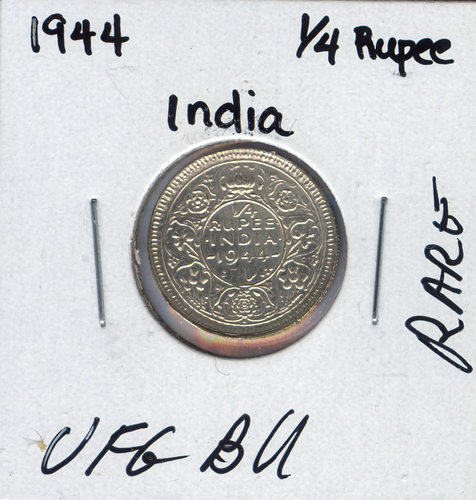 British India 1944 1/4 Rupee Finest Quality Exact Coin Sku: World #296 ...