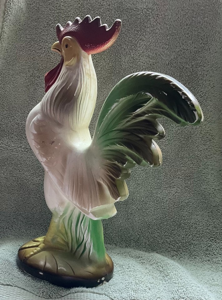 VINTAGE 10" HIGH KNICKERBOCKER HOLLYWOOD CALIF PLASTIC ROOSTER COIN ...