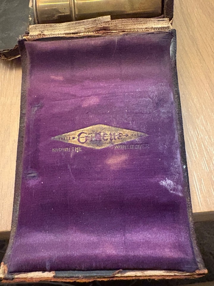 Rare Early Gillette Razor Brass Razor Shaving Kit Early | eBay