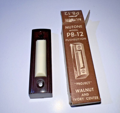 Vintage Nutone Push Button Dorbell Model PB-12 Walnut Ivory Center New ...