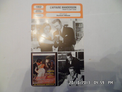 CARTE FICHE CINEMA 1952 L'AFFAIRE MANDERSON Margaret lockwood Michael ...