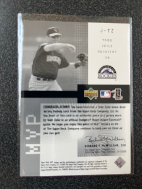 2002 Upper Deck MVP Todd Zeile Game-Used Jersey Souvenir Rockies | eBay