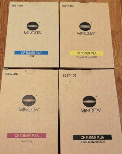 4 X GENUINE KONICA MINOLTA CF1501 CF2001 Toner C3A K3A M3A Y3A 8937-408 ...