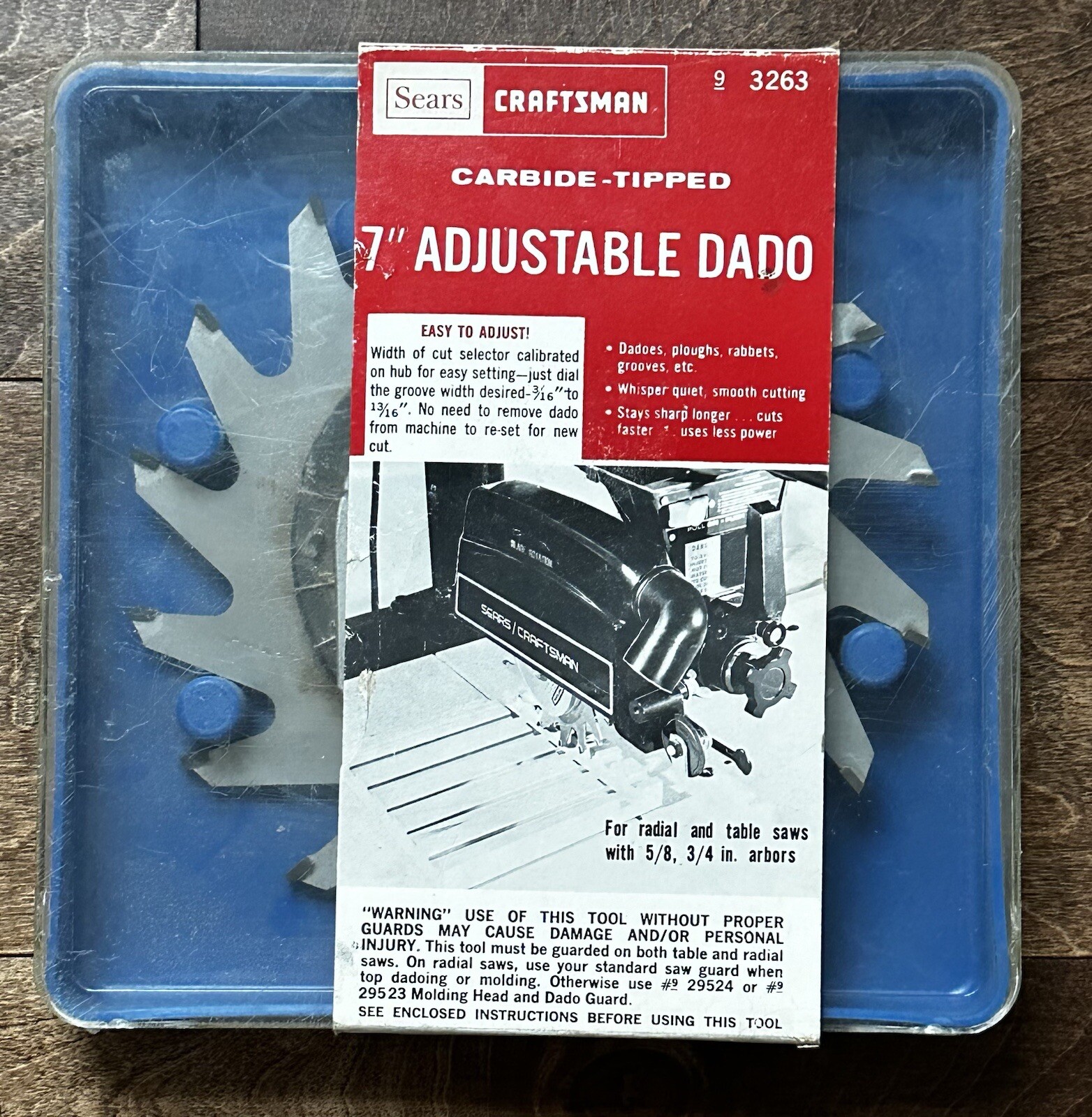 Sears Craftsman 9 3263 Carbide Tip 7" Adjustable Dado Blade 16 Tooth 3/ ...