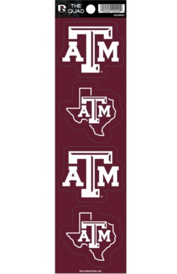 Texas A&M Aggies Set of 4 Decals Stickers The Quad by Rico 2x2 Inches ...
