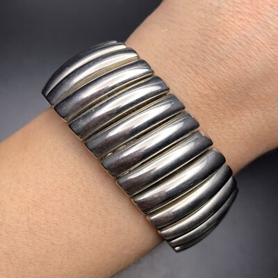Expansion Bracelet Silver Tone Classic Chunky Wide Vintage | eBay