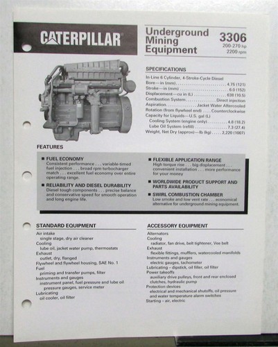 1996 Caterpillar 3306 Underground Mining Equipment Construction Specs ...