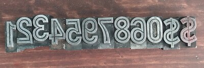 Vintage Metal Printing Blocks Full Set Of Numbers With Dollar Signs 72 ...