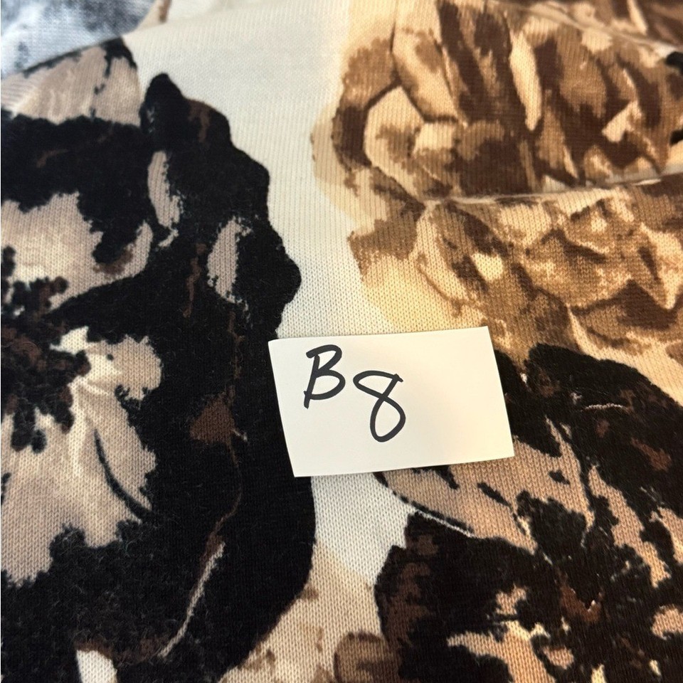 B-8 Isaac Mizrahi PLUS SIZE 3X Cream & Brown Floral 1/2 Sleeve Cardigan ...