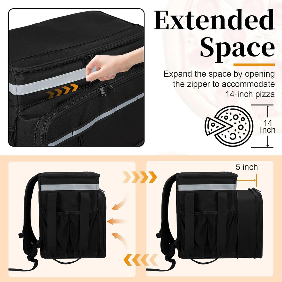 Food Delivery Backpack, Expandable Delivery Backpacks for Hot/Cold with ...