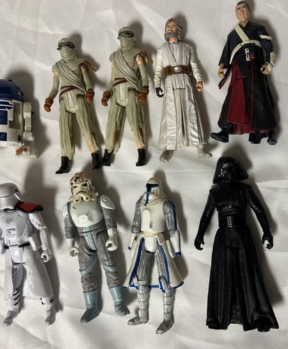 9 Star Wars 3.75 Action Figures Lot One Kenner Hasbro Snow Trooper Rey ...
