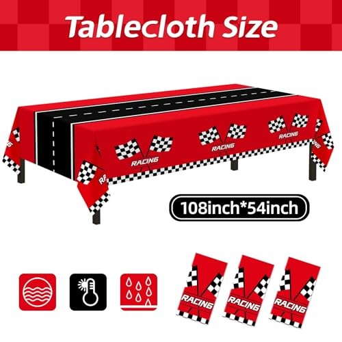 3Pcs Racing Car Plastic Tablecloth, Race Birthday Party Decorations, 54 ...