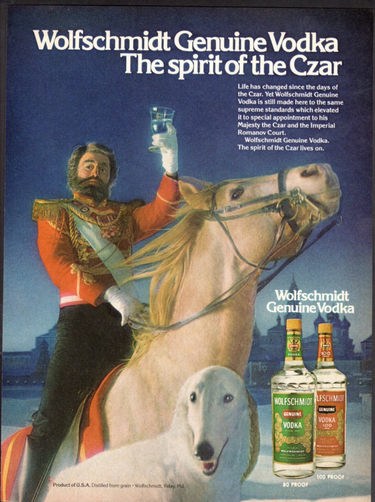 Vintage advertising print alcohol ad Wolfschmidt Vodka Spirit of the ...