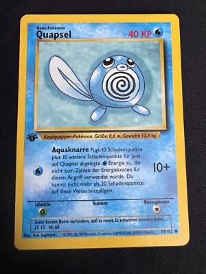 1st Edition Poliwag (Quapsel) 59/102 NM Near Mint German Base Set ...