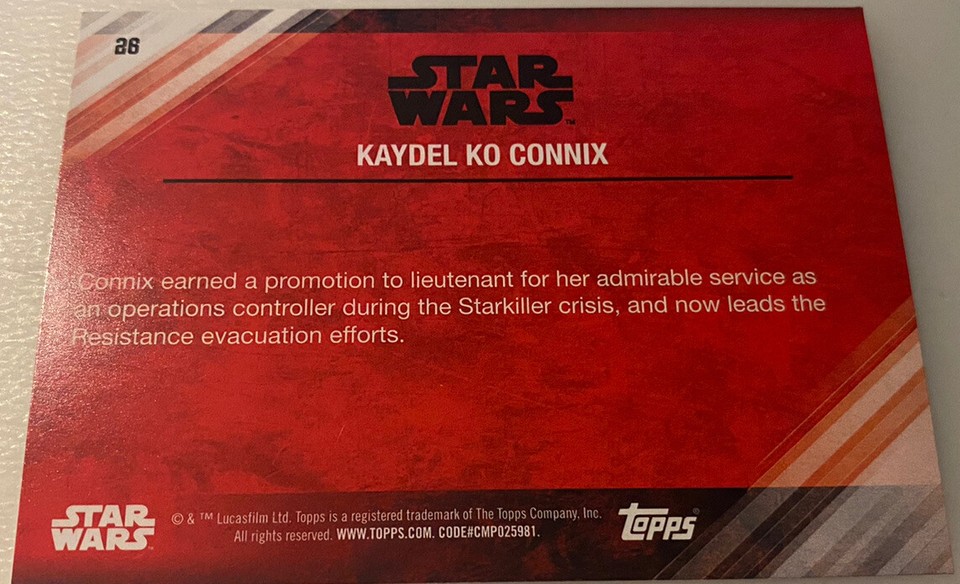 2017 Star Wars The Last Jedi Series One Kaydel Ko Connix #26 Card! | eBay