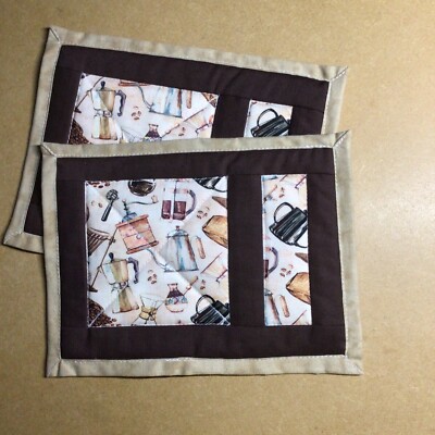Handmade Quilted Coffee/Tea Mug Rugs, set of 2, Snack Mat Placemat ...
