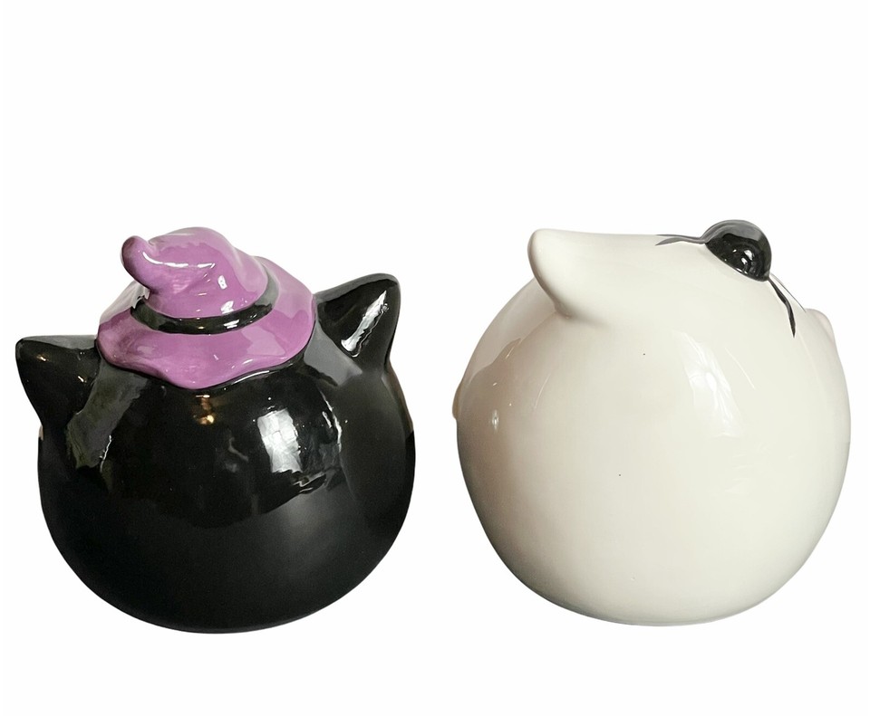 Maxcera Ceramic Ghost & Black Cat Candy dish Set of 2 Halloween Decor ...