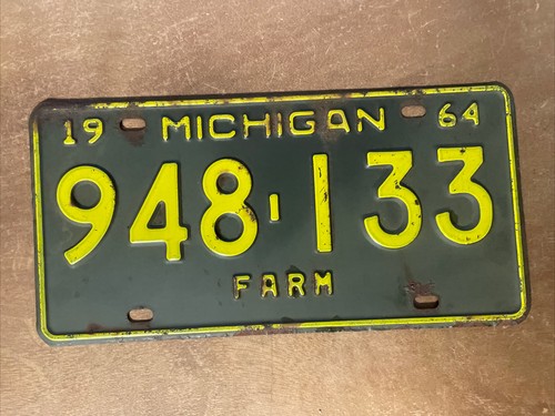 1964 Michigan License Plate Farm # 948-133 | eBay