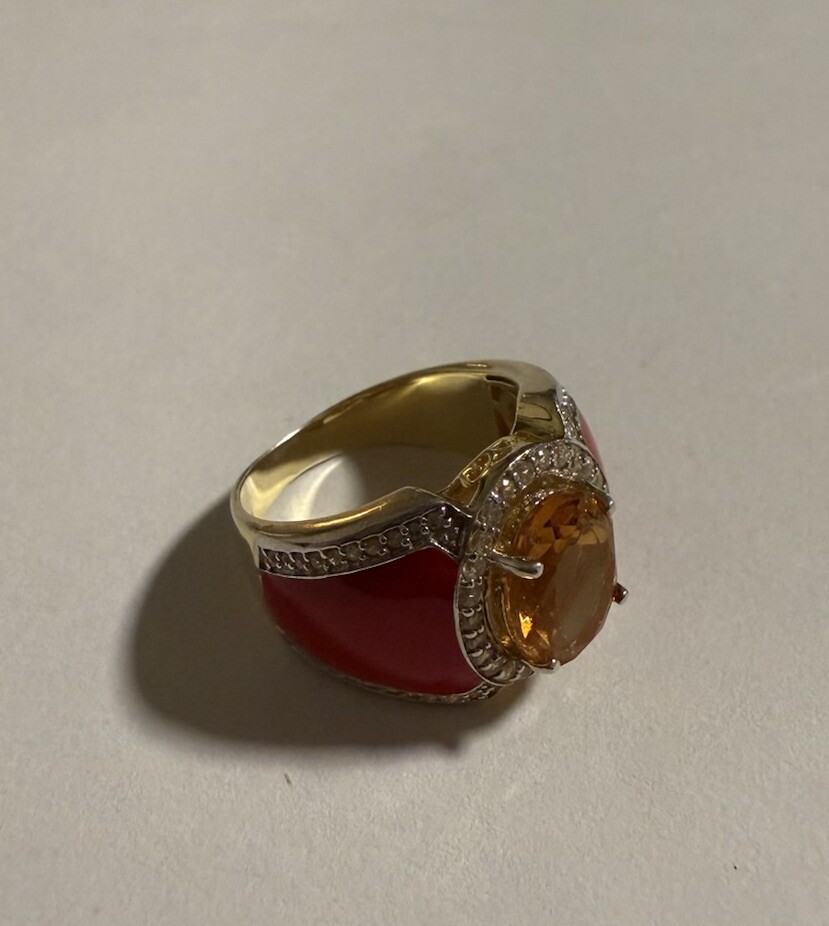 Ross-Simons Ring/3.2 Carat Citrine/.3 Ct. T.W. White Topaz/18kt Gold/sz ...