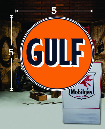 5" x 5" GULF Shield Gas Vinyl Decal Lubester Oil Pump Can Lubster | eBay