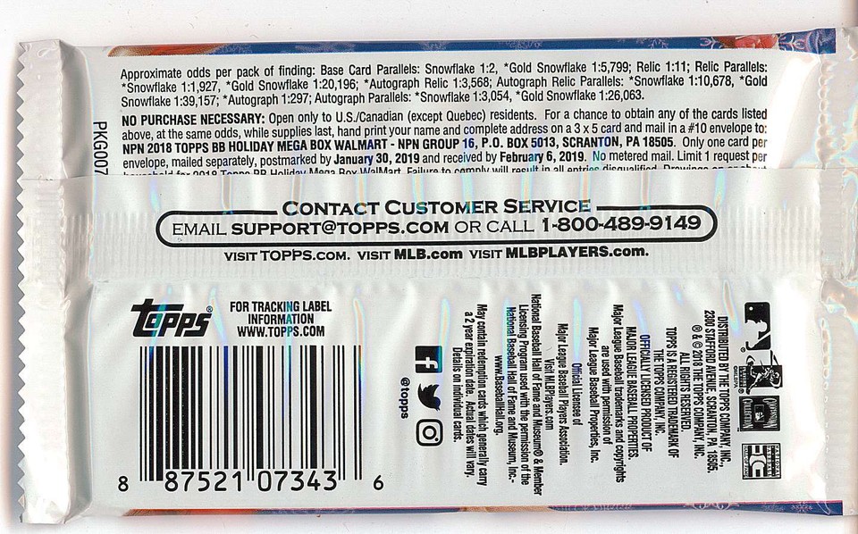 2018 Topps Holiday Box Baseball - 1 PACK (nothing guarantee'd) ACUNA ...